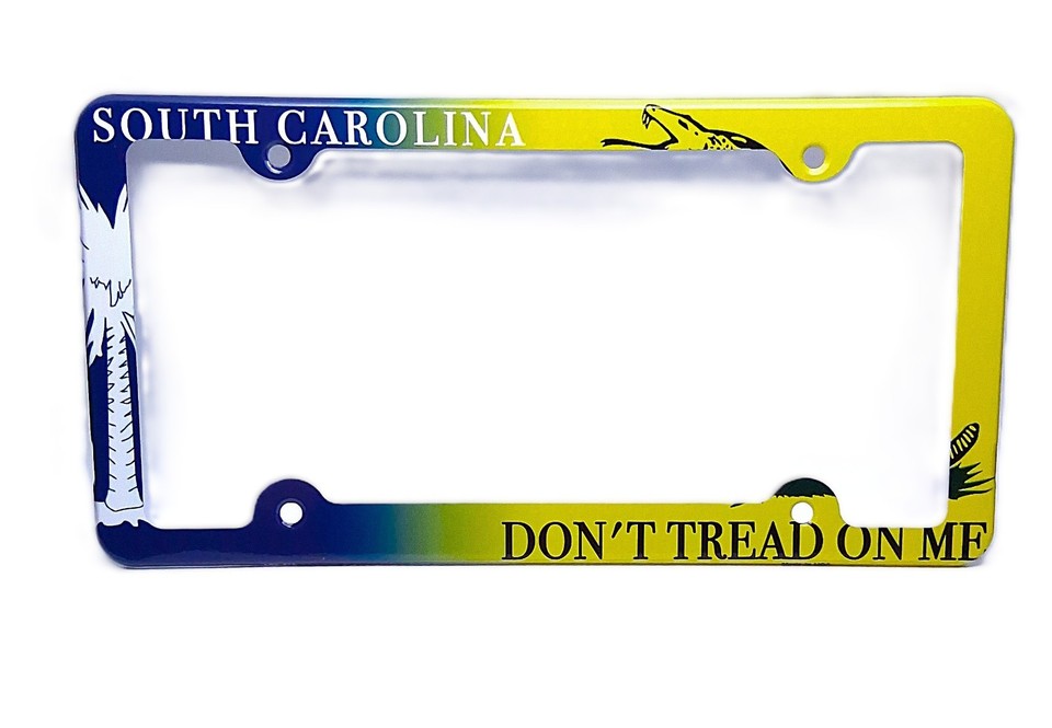 SOUTH CAROLINA FLAG GADSDEN FLAG METAL CAR LICENSE PLATE FRAME DON'T ...