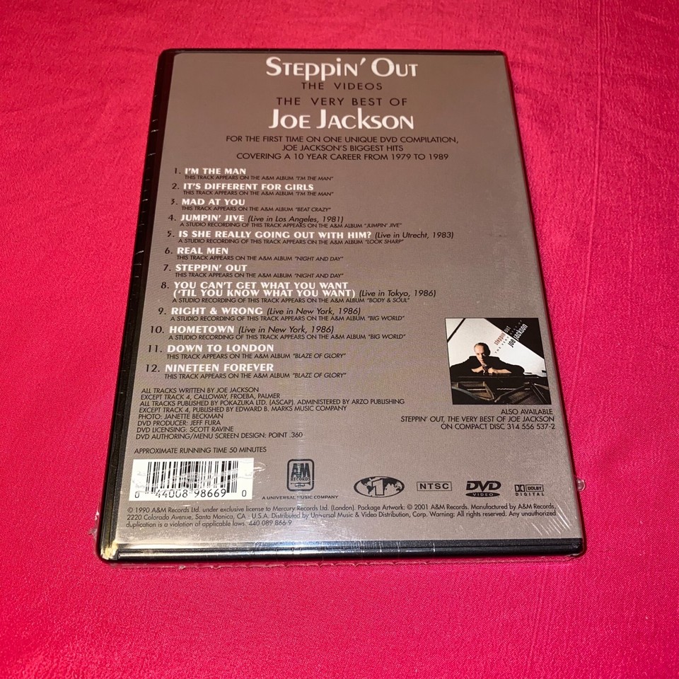 Joe Jackson - Steppin Out: The Videos (DVD, 2001) Brand New Best of ...
