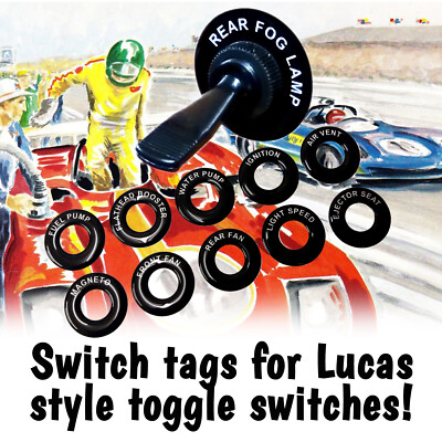 Lucas Toggle Switch Dash Tags A to M - Classic Car Boat Rally Land ...