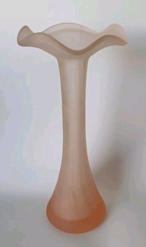 Vintage 21cm Frosted Pink Ruffle Top Vase | eBay Australia