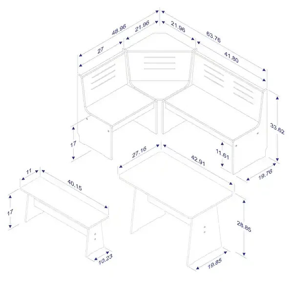 Elegant Breakfast Nook - Solid Pine, Configurable, Hidden Storage in ...