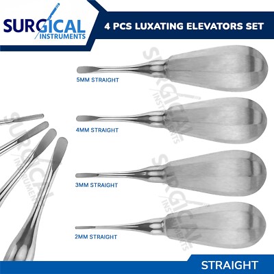 4 Pcs Luxating Straight Elevators Set Dental Instruments Stainless ...