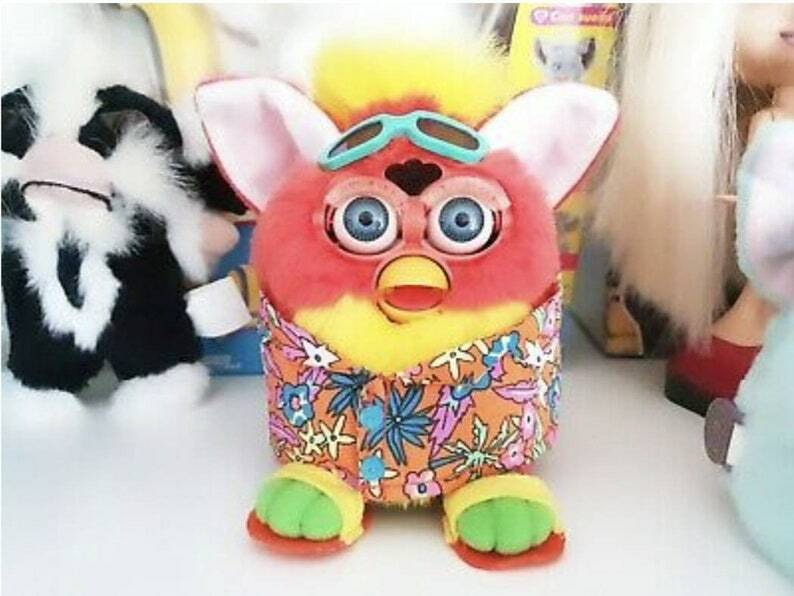Tropical furby 1999 model 70-897 red and yellow fur blue eyes HIGHLY ...