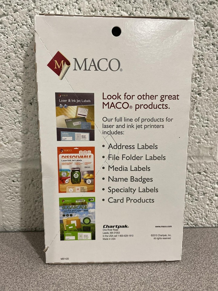 MACO White Labels 7/8" x 1-1/4" 500 Labels MMS-1420 | eBay