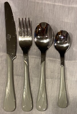 Fiesta Gray Swirl Flatware Silverware 4 Piece Set Fork Spoon Knife ...