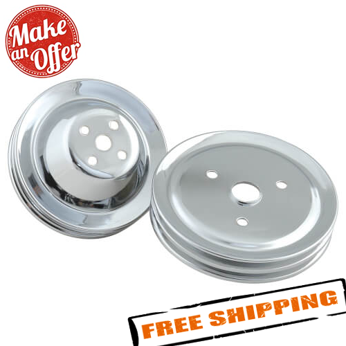 Mr. Gasket 4961 Chrome Two Groove Upper & Lower Pulleys | eBay