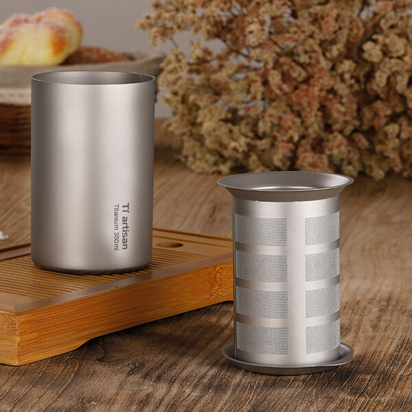 Travel Double-wall Pure Titanium Portable Tea cup Container With ...