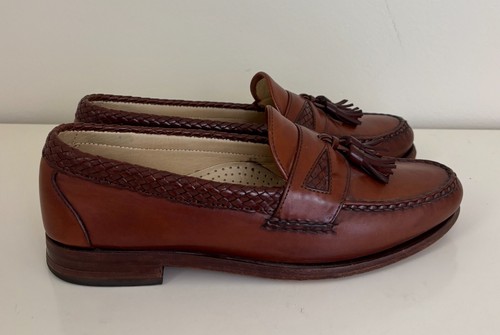 ALLEN EDMONDS MAXFIELD Mens Sz 8D Brown Leather Tassel Slip On Loafers ...