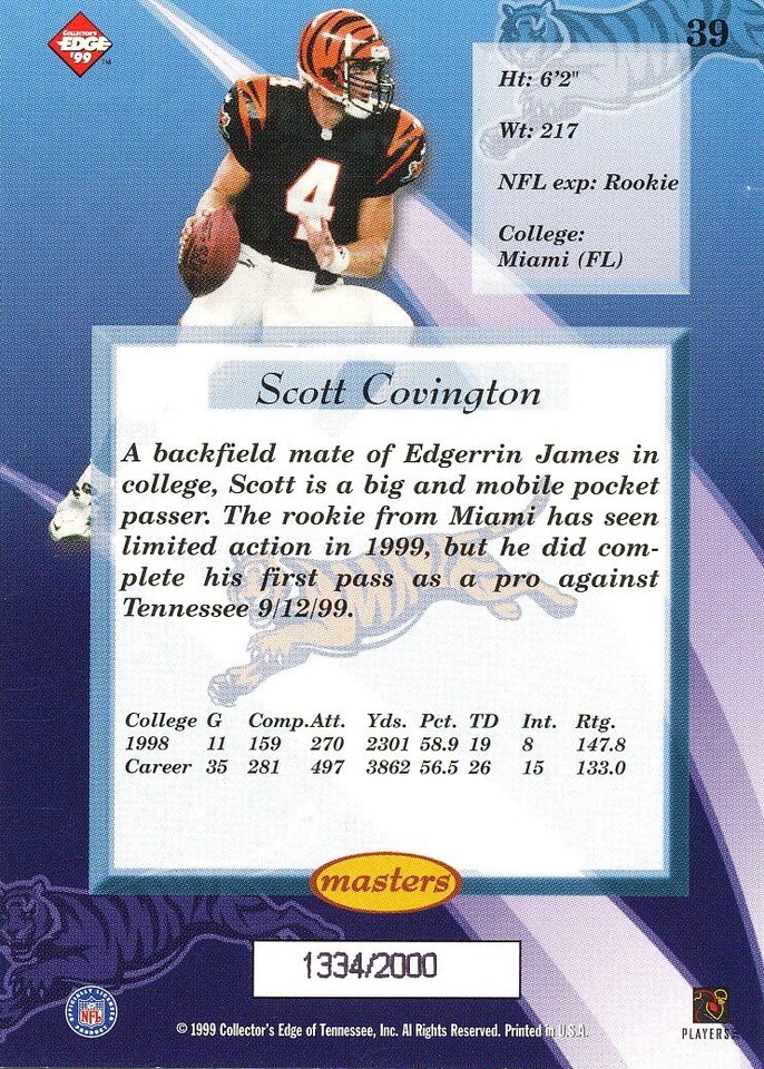 EDGE-MASTERS Scott Covington RC /2000 BENGALS RAMS Miami HURRICANES | eBay