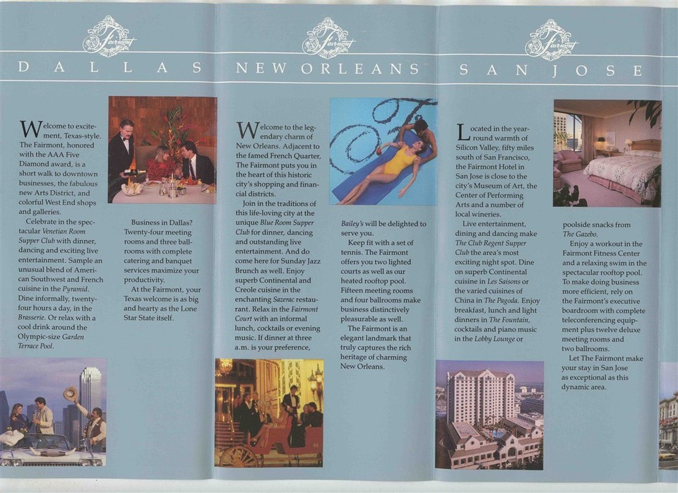 Fairmont Hotels Brochure Folders Certificates Presidents Club Directory ...