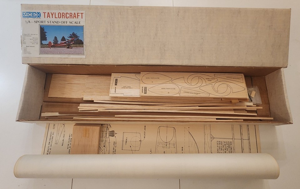 New Open Box Vintage MicroX Taylorcraft 1/2A 38" W/S Balsa Model ...