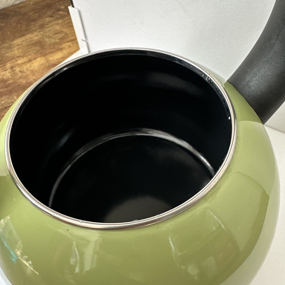 Farberware Luna Whistling Tea Pot Kettle 2.5 qt Green Enamel on Steel ...