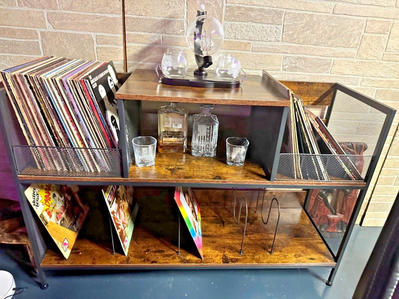 Large Vintage Record Player Table (350 Albums Storage) 14.2"D x 32.7"W ...