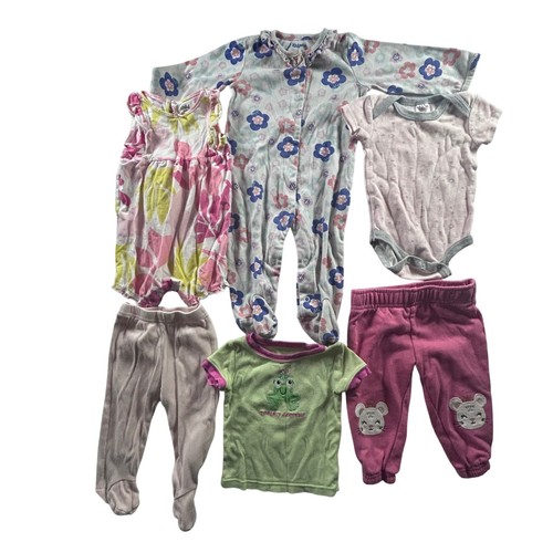 Baby Girl Clothing Lot Set Outfits Bodysuit Romper Pants Frog Floral 6 ...