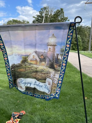 NEW THOMAS KINCADE GLAD TIDINGS FLAG=HAPPY LABOR DAY & CERTIFICATE ...