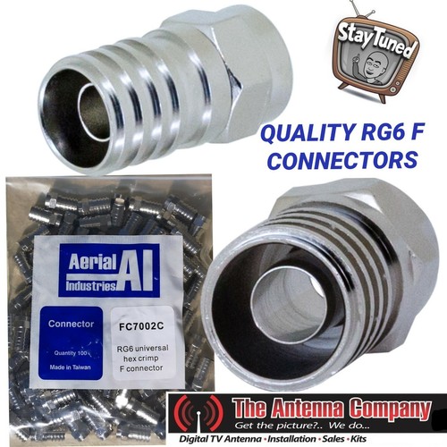 f type rg6 x 100 crimp connector quality plug Digital metal/nickle ...