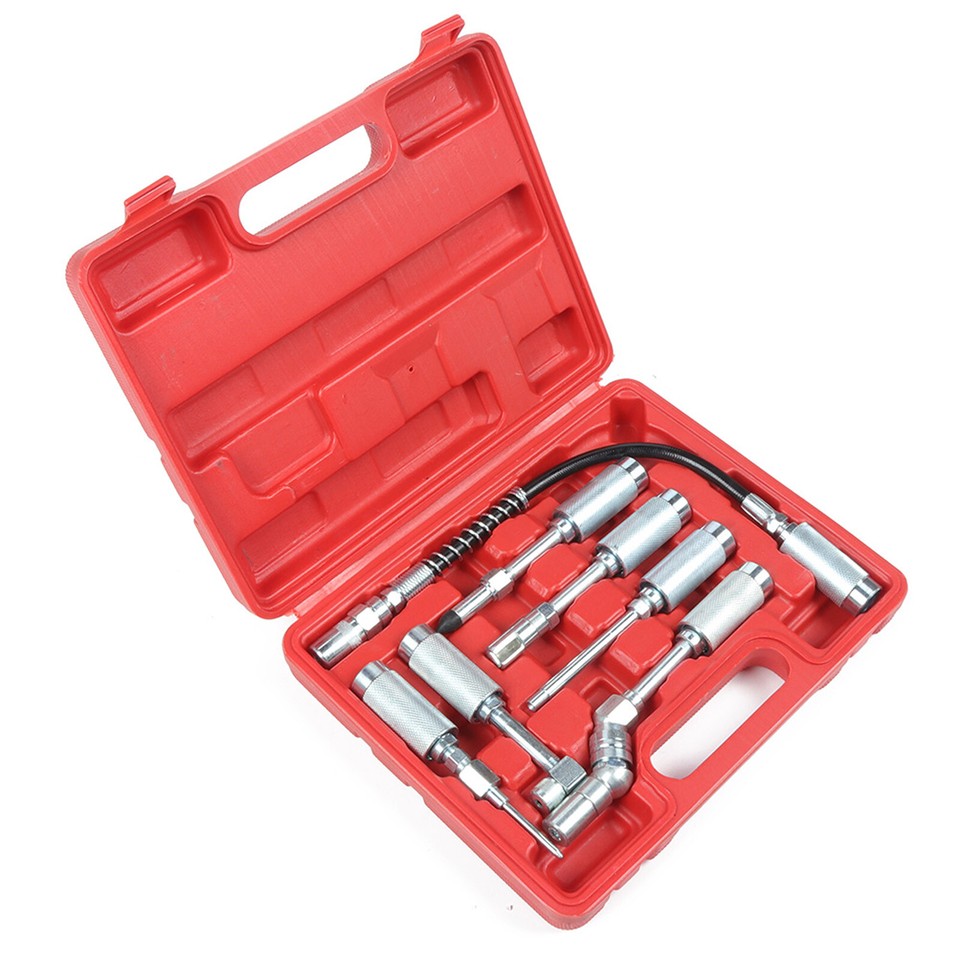 New 7pc Grease Gun Adapter Set Lubing Hose Fitting Zerk Tip Assortment ...