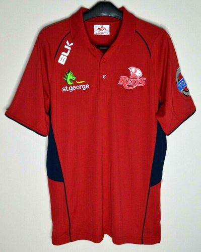 Authentic BLK Queensland Reds Polo Shirt Medium Super Rugby Wallabies ...