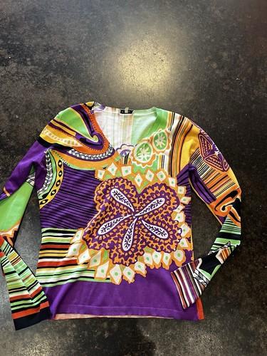 Etro Colorful Silk V Neck 42 6 | eBay
