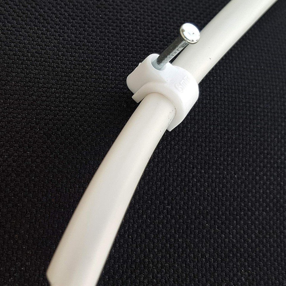 100 Pack White CABLE CLIPS 3 Assorted Sizes Wall Tacks Wire Cord ...