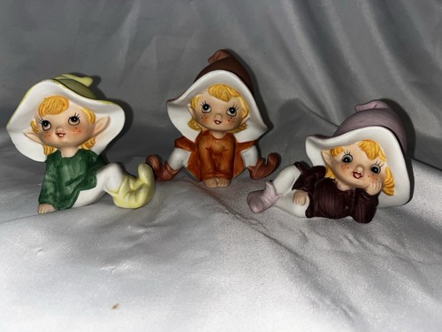 Vintage Pixie Elf Figurines Homco #5213 Set of 3 | eBay