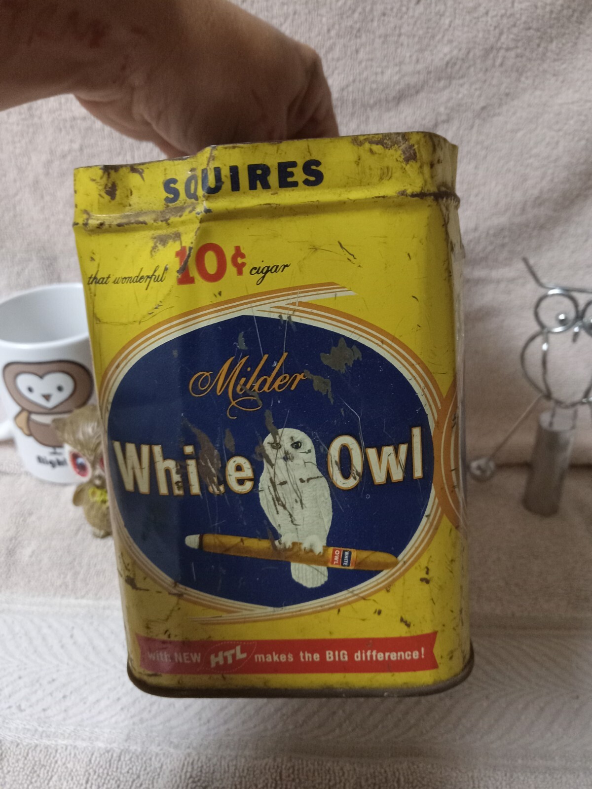 Vintage White Owl Squire Tobacco Tin + Wise Owl Lot (SEE DESCRIPTION ...
