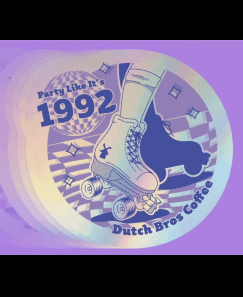 1 Dutch Bros Coffee Party Like Its 1992 Roller Skate sticker decal Jan ...
