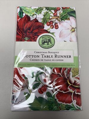 Michel Design Works Cotton Table Runner Christmas Bouquet 15" x 72" New ...