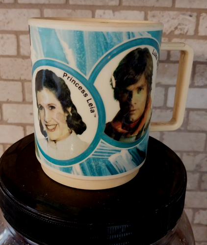 Star Wars Empire Strikes Back Leia Luke Hans 10 oz Plastic Mug 1980 Cup ...