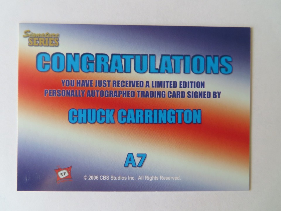 Authentic Signed Autographed JAG Card A7 Chuck Carrington As Jason ...