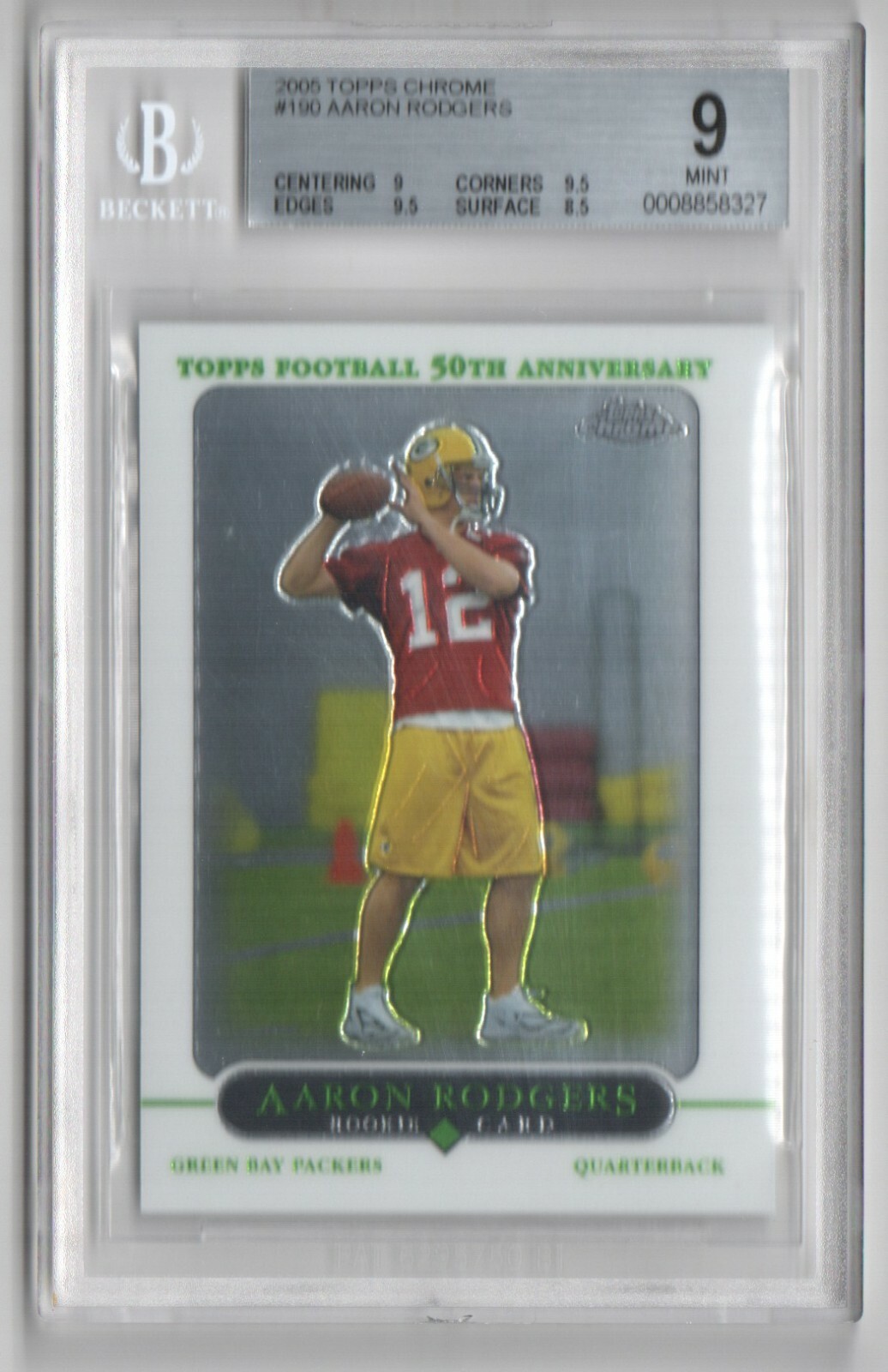 Aaron Rodgers PACKERS 2005 Topps Chrome #190 Rookie card Rc BGS 9 Mint ...