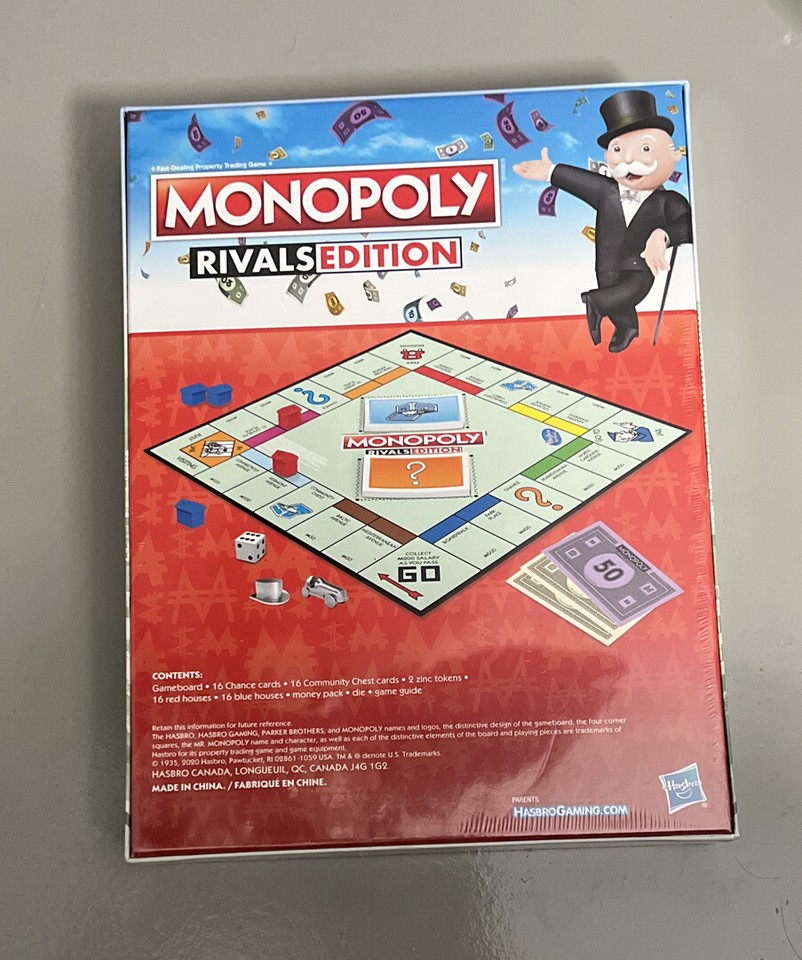 New! Monopoly RIVALS EDITION Board game Hasbro 2 Players BATTLE Factory ...