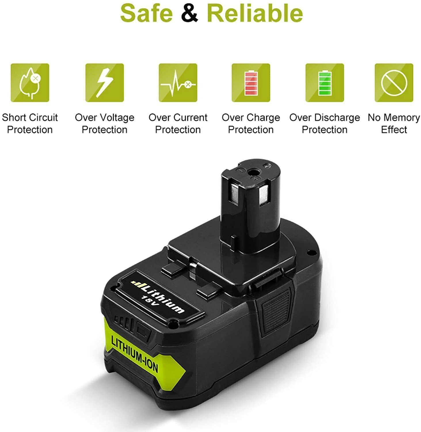 18 Volt For Ryobi Plus P108 Battery RB18L50 RB18L40 Lithium-Ion 18V 4 ...