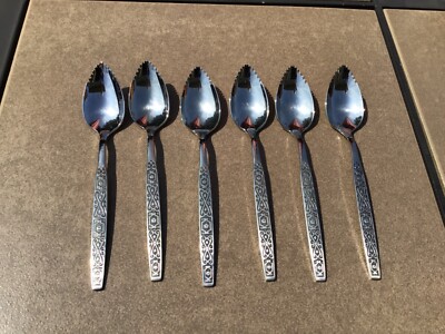 MCM Oneida Deluxe SPANISH MOOD Stainless 6" Grapefruit Fruit Spoons Lot ...