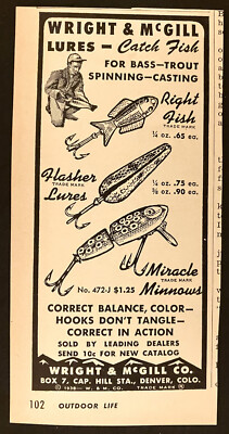 Vintage Wright & McGill Fishing Lure Ad 1956 Outdoor Life | eBay
