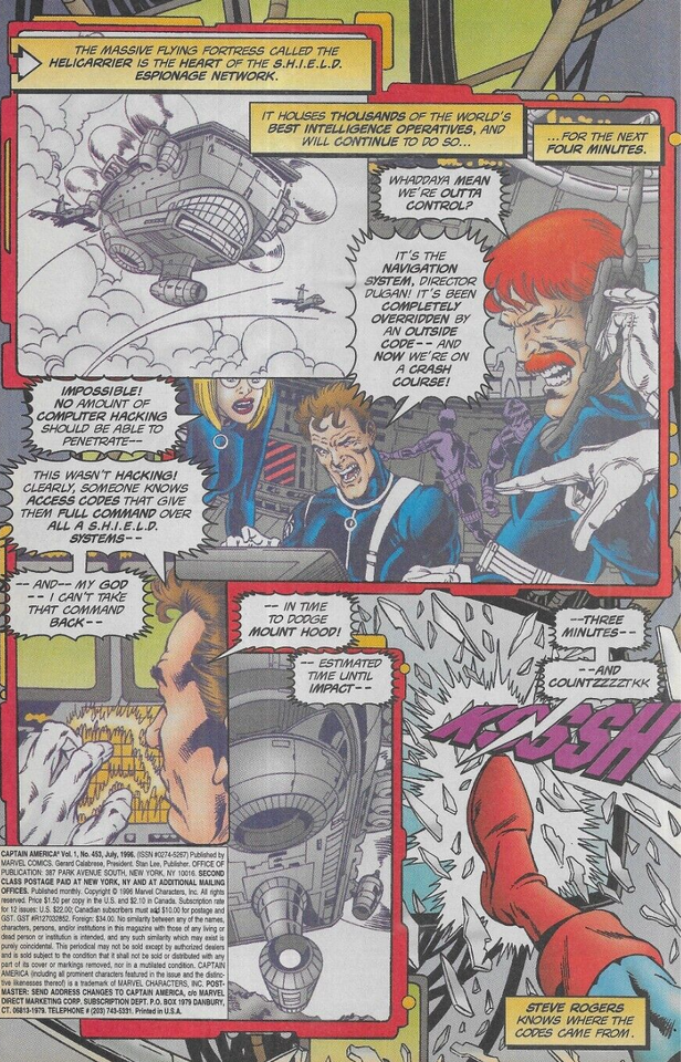 Captain America Comic 453 Cover A First Print 1996 Mark Waid Ron Garney ...