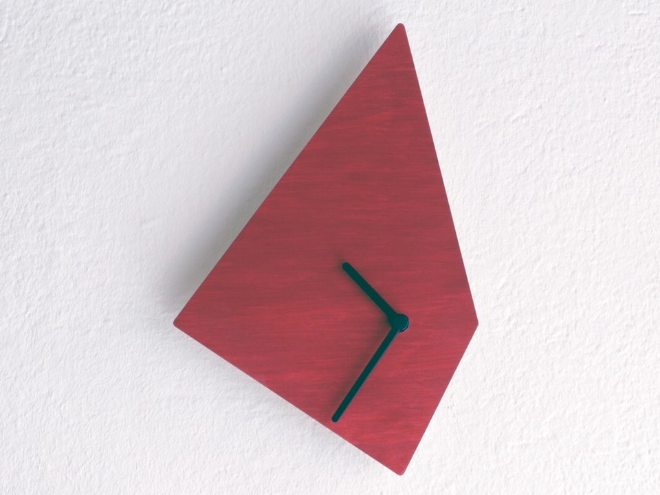 Irregular Contemporary Turquoise Rhombus Wooden Wall Clock Small Quiet ...