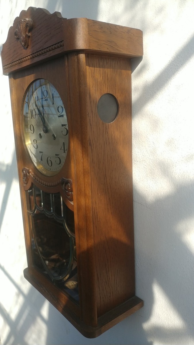 Antique German Wall Clock Antique German Miniature Oak Fusee Wall