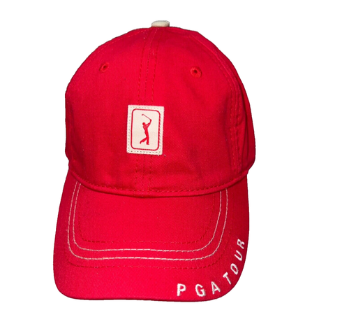 PGA Tour Official Logo Patch Emblem on Red Hat Cap Hook Loop PGA Brand ...