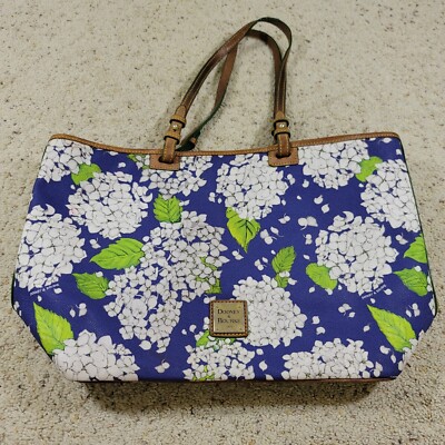 Dooney & Bourke Blue/Green White Floral Print Tote (E0971) | eBay