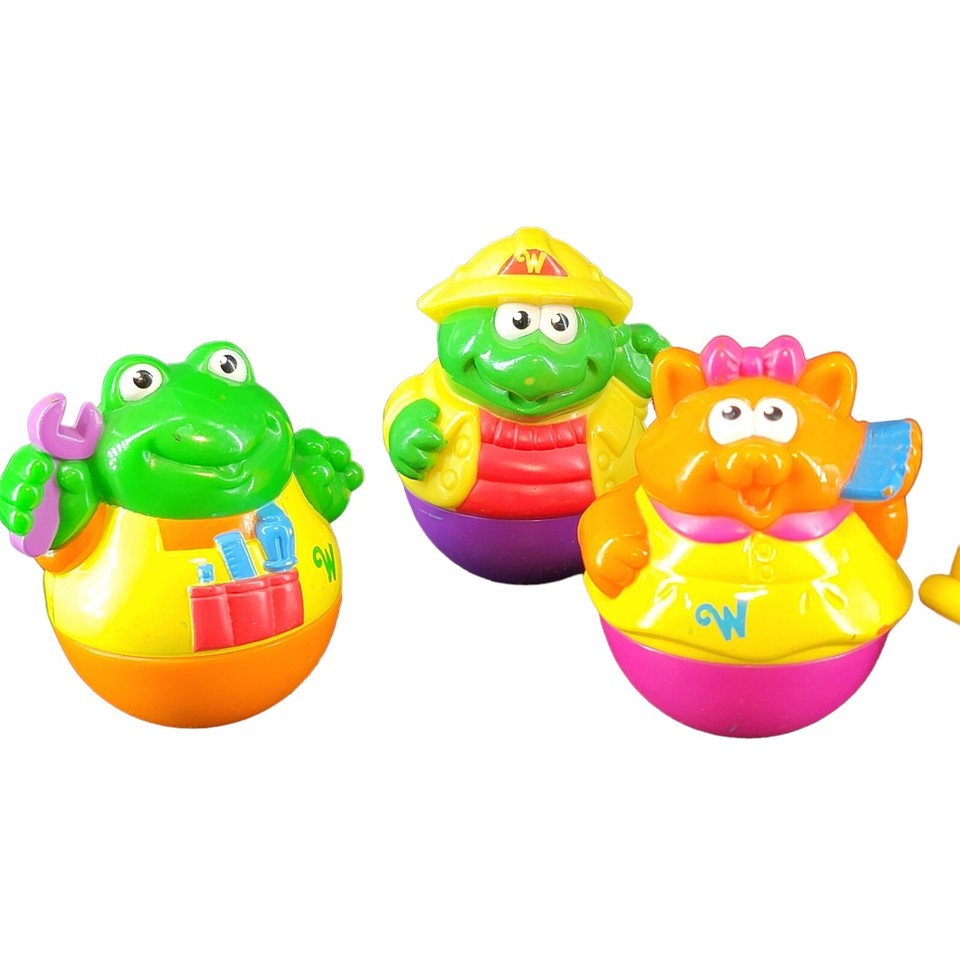 2004 Playskool Weeble Wobbles Motor Bike, Policeman, Cat, Frog and ...