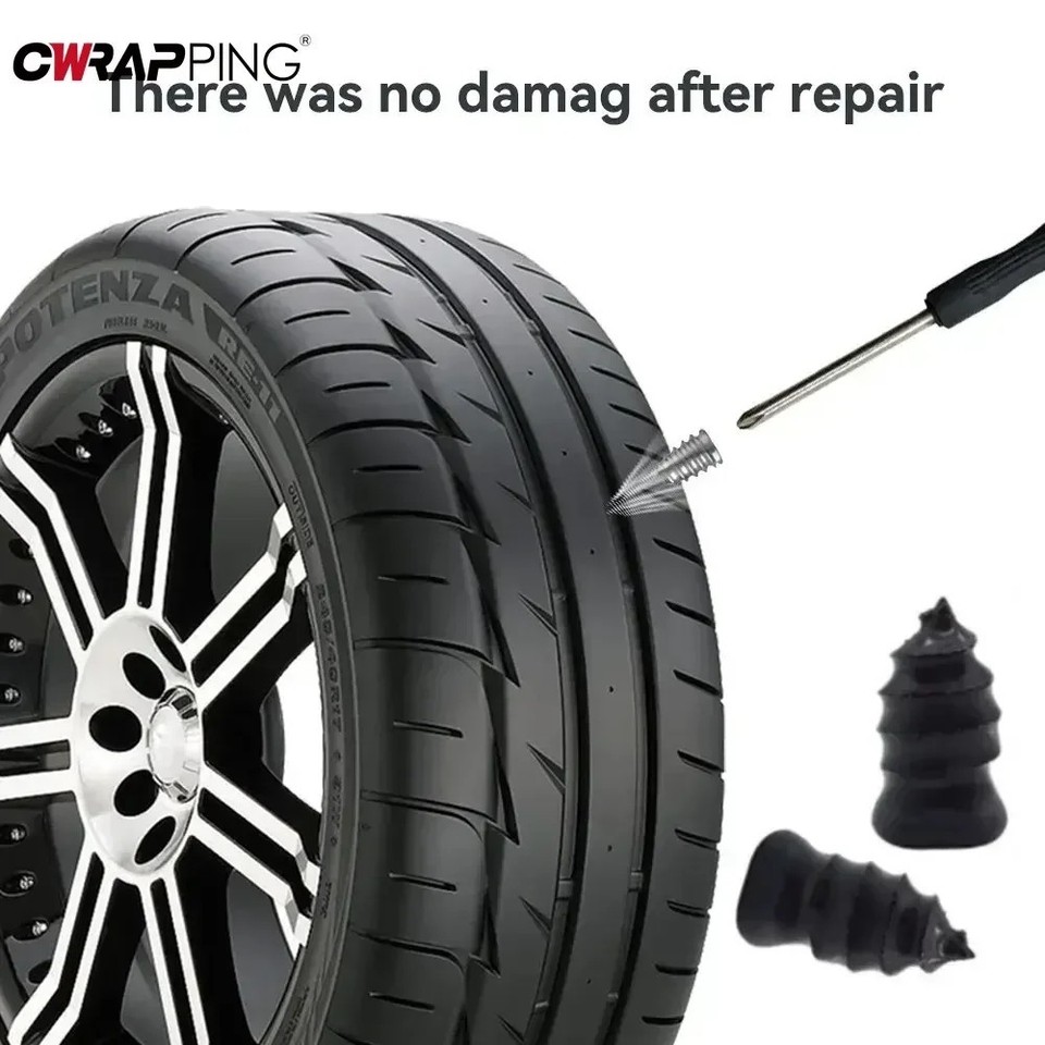 Car Tubeless Vacuum Tyre Puncture Repair Kit Screw Nails Tire Patch ...