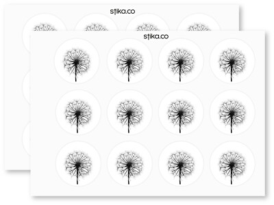 Pack of 24 paper labels, Sketched Dandelion Stickers, Crafts Stick ...