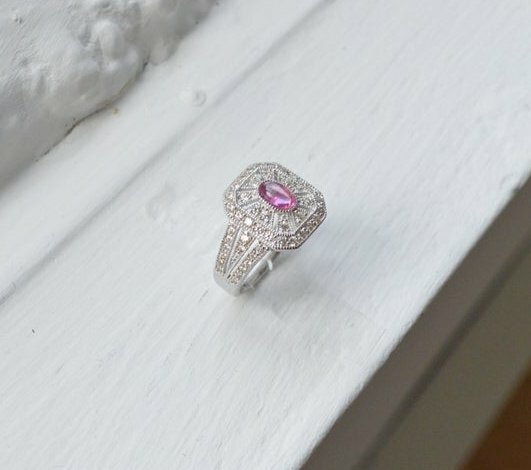 Antique Art Deco 0.95TCW Pink Ruby & CZ Ruby Wedding 935 Silver ...
