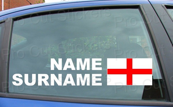 x2 Large Rally Tag Name Surname Car Stickers Decal England St George ...