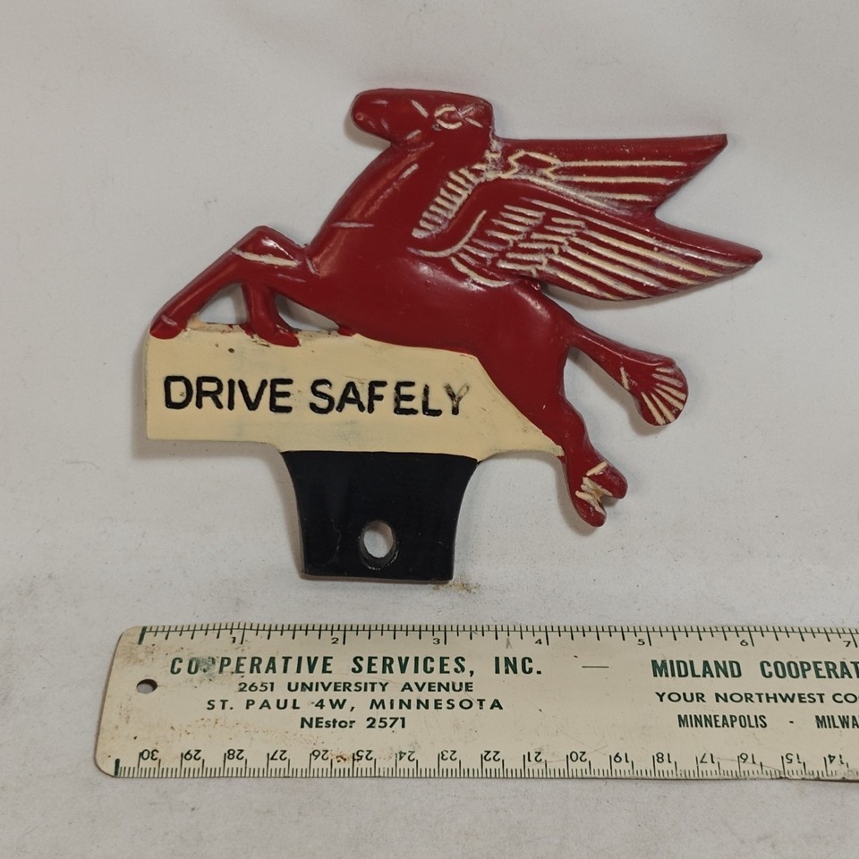 Antique Vintage Style Aluminum Pegasus Drive Safely License Plate Fob ...