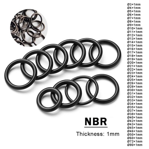1mm Thickness O-Rings NBR Nitrile Rubber, Ø 3mm - 80mm OD, O Ring Seals ...