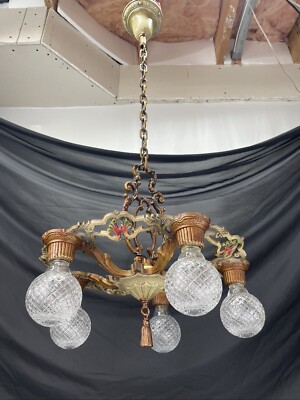 REWIRED Markel Antique Vtg Arts Crafts Deco Mission Polychrome ...