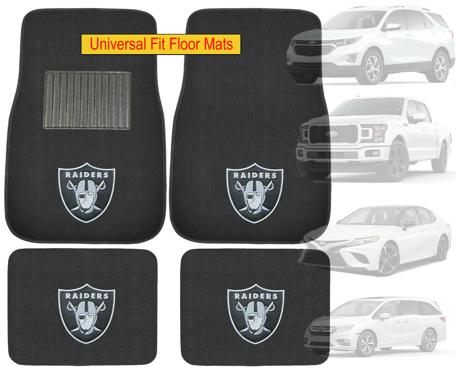 4PC NFL Oakland Raiders Car Truck Black All Weather Carpet Floor Mats ...