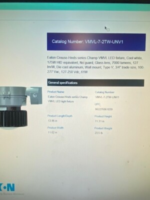 Eaton VMVL-7-2TW-UNV1 Exterior LED Lights | eBay